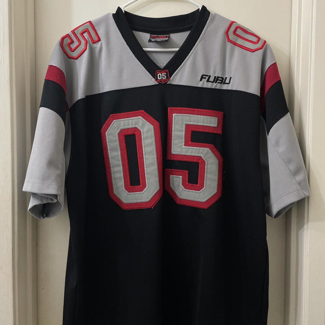 FUBU Jersey - black, grey, and red - no flaws -... - Depop