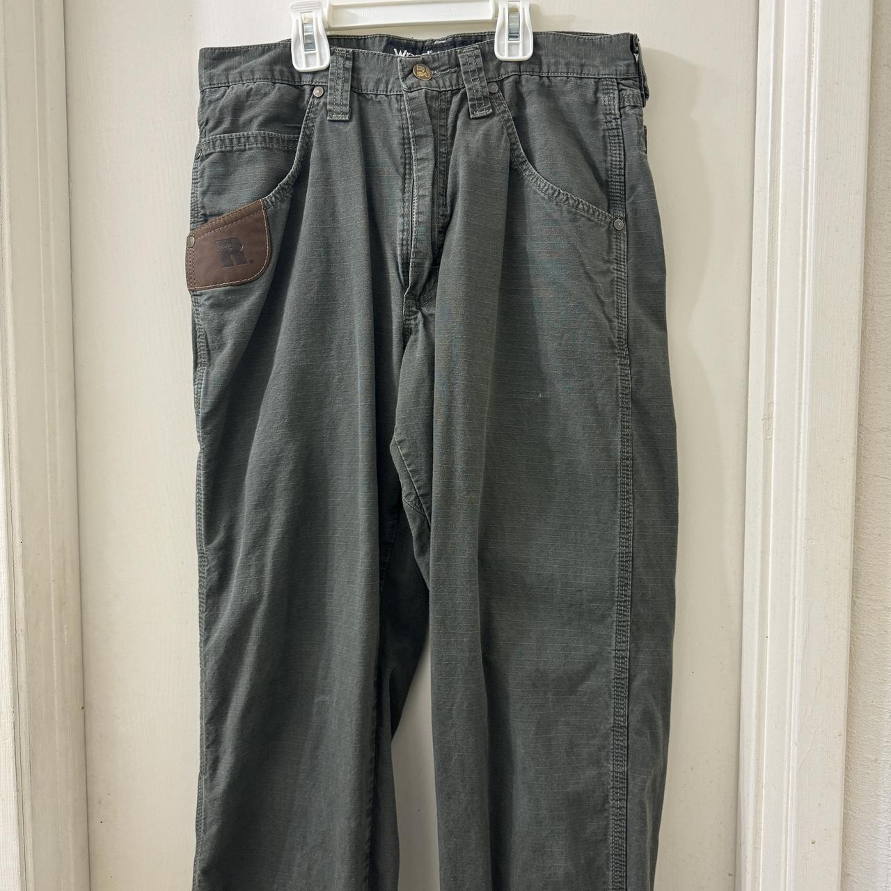 Navy Green Wrangler Riggs Cargo Pants - 31x32 - no... - Depop