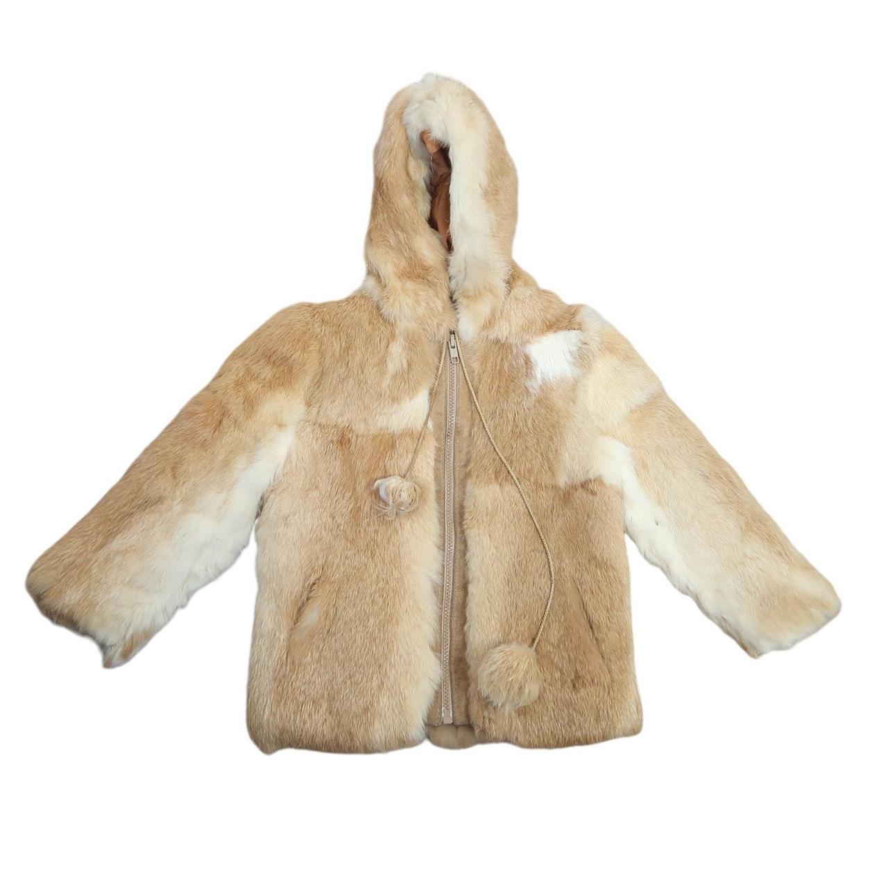 Vintage ASI Collection tan rabbit fur zip front... | Depop
