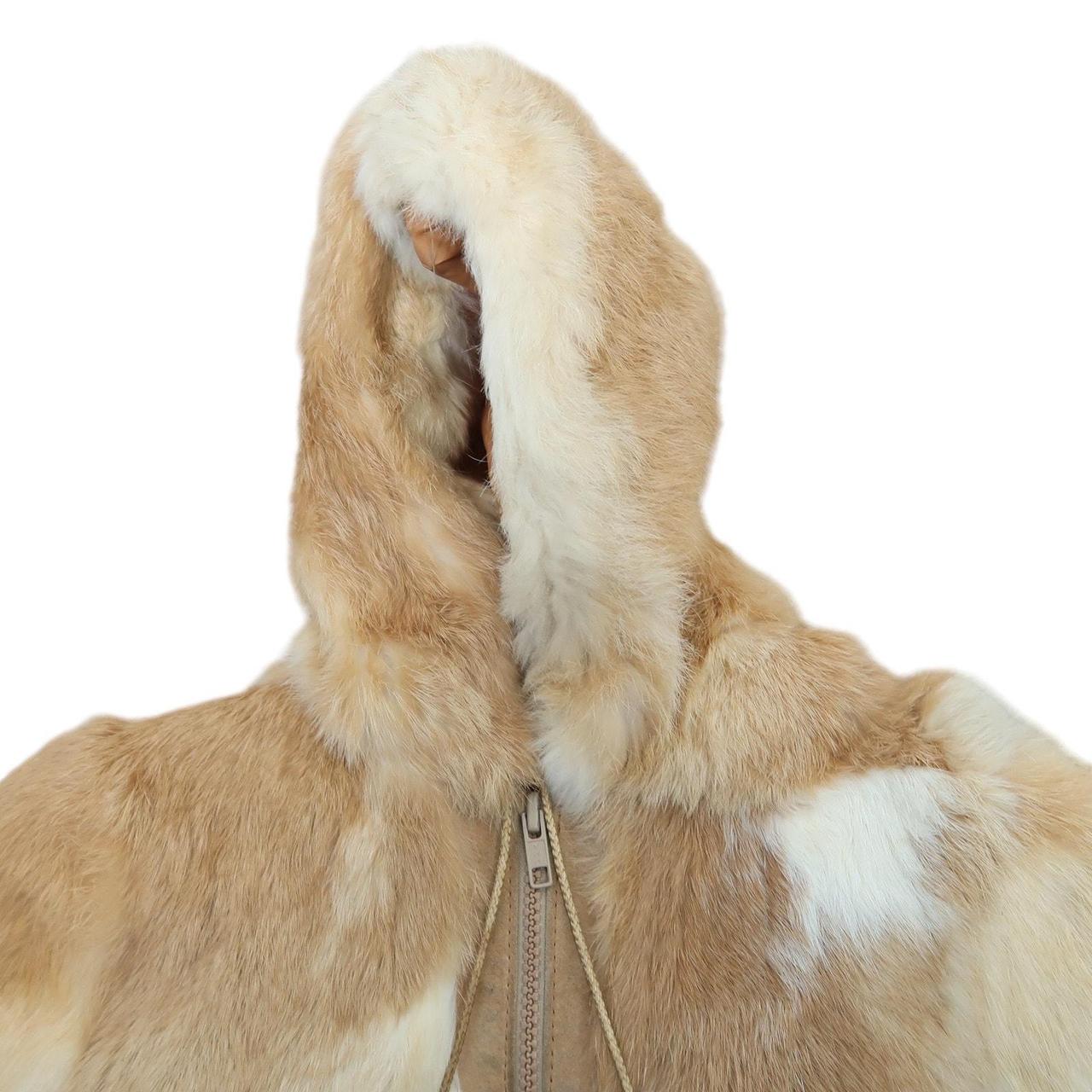 Vintage ASI Collection tan rabbit fur zip front... | Depop