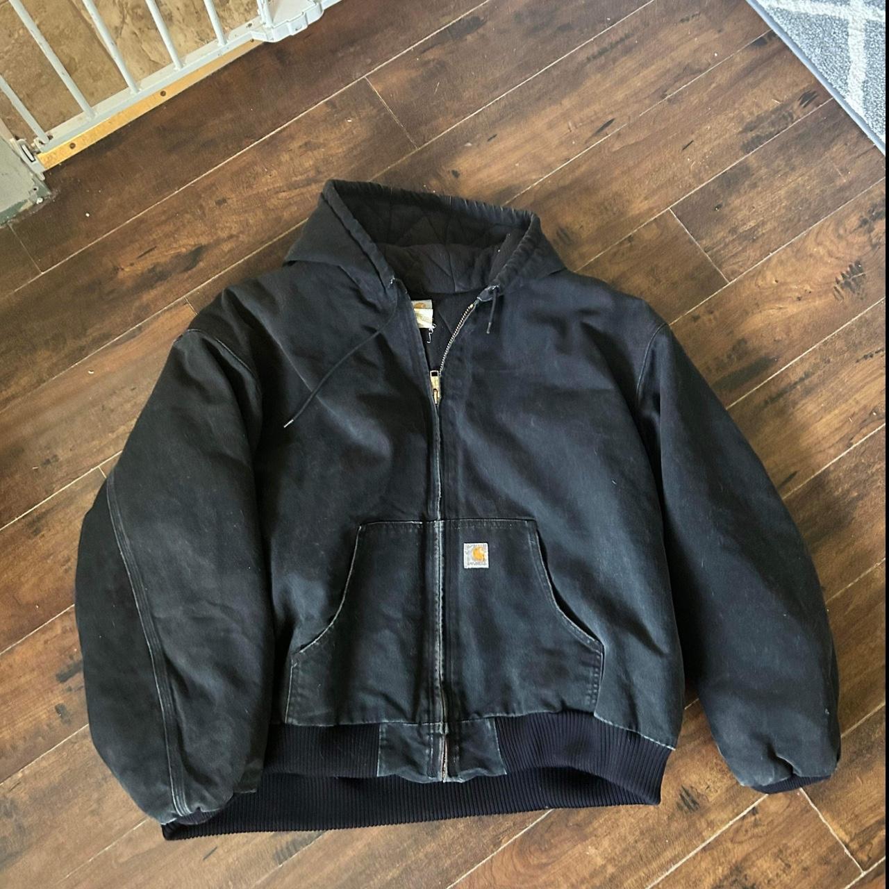 black carhartt jacket with hood. smoke and pet free. - Depop