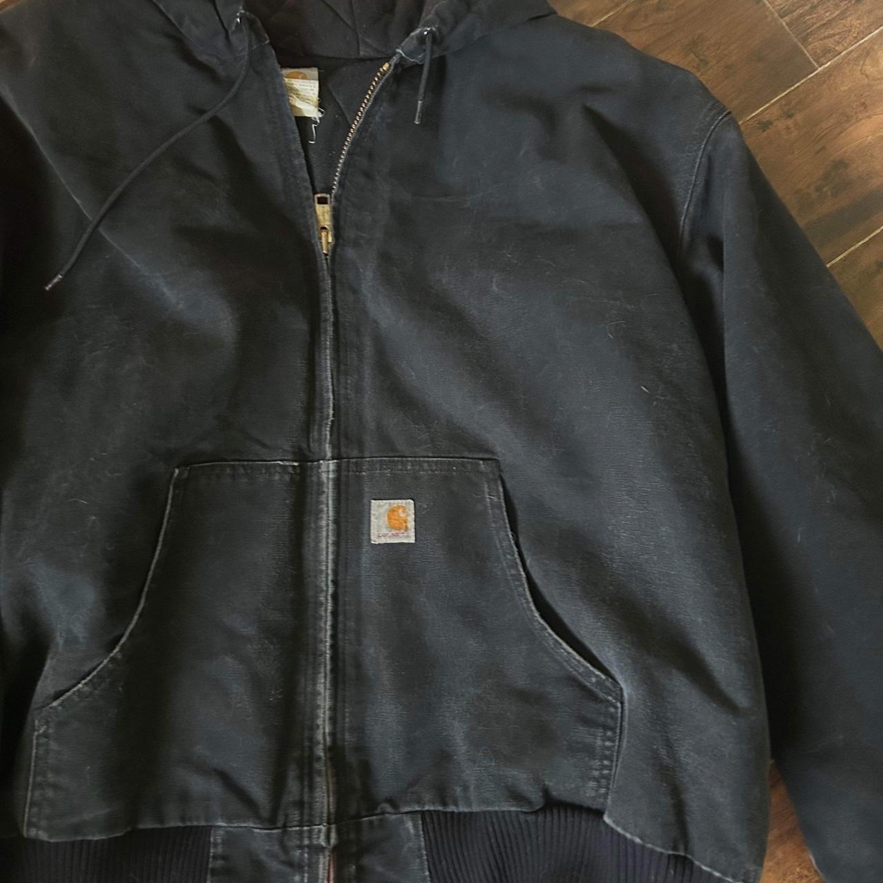 black carhartt jacket with hood. smoke and pet free. - Depop