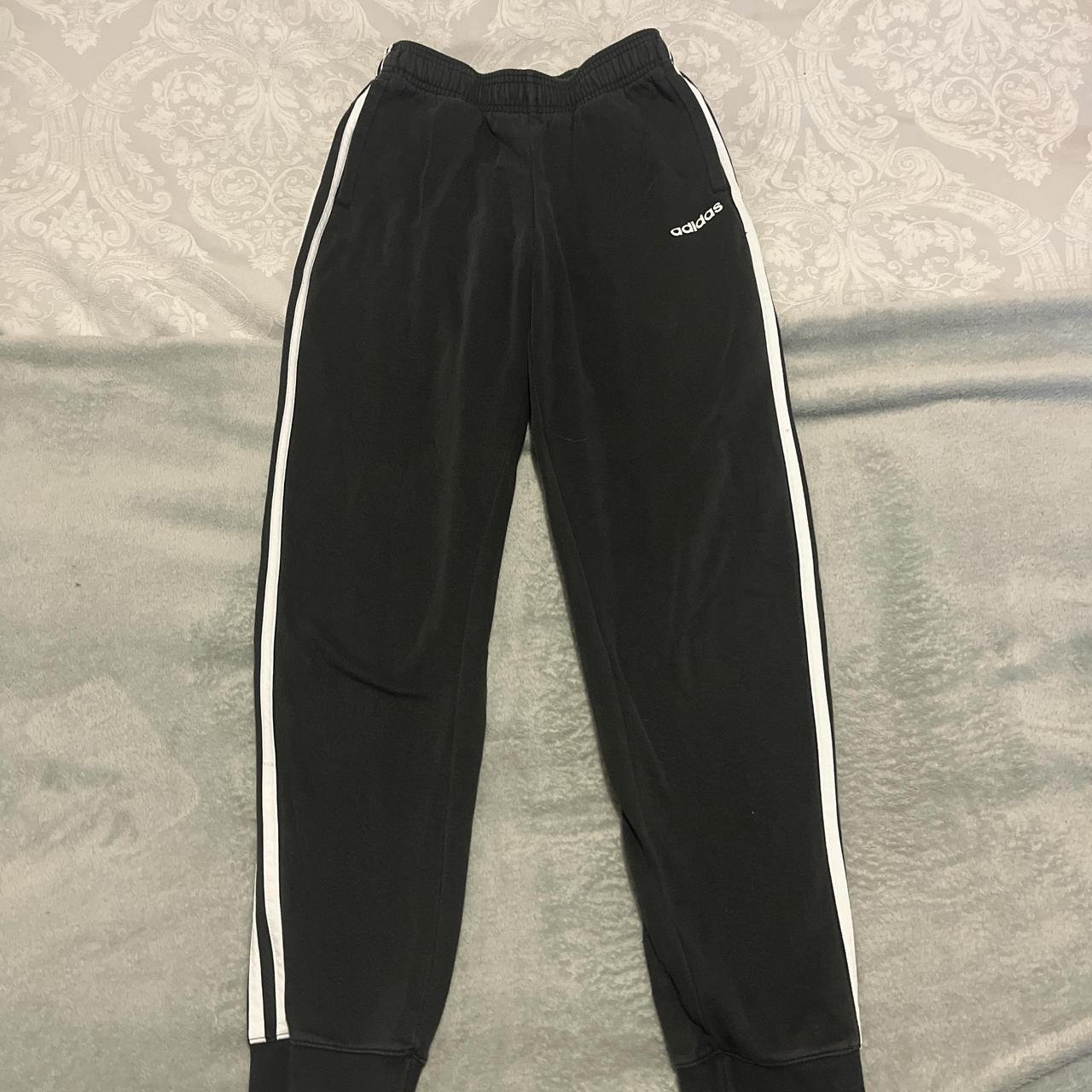 Adidas trackies 3 stripe down the sides worn but In... - Depop