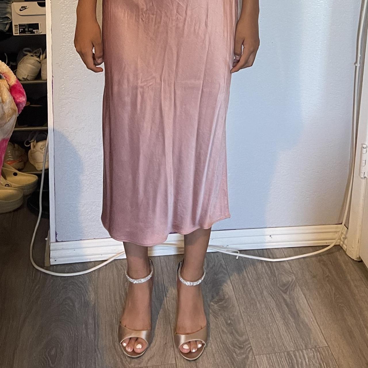 Express Pink Silk Cowl Neck Midi Dress - size XS -... - Depop