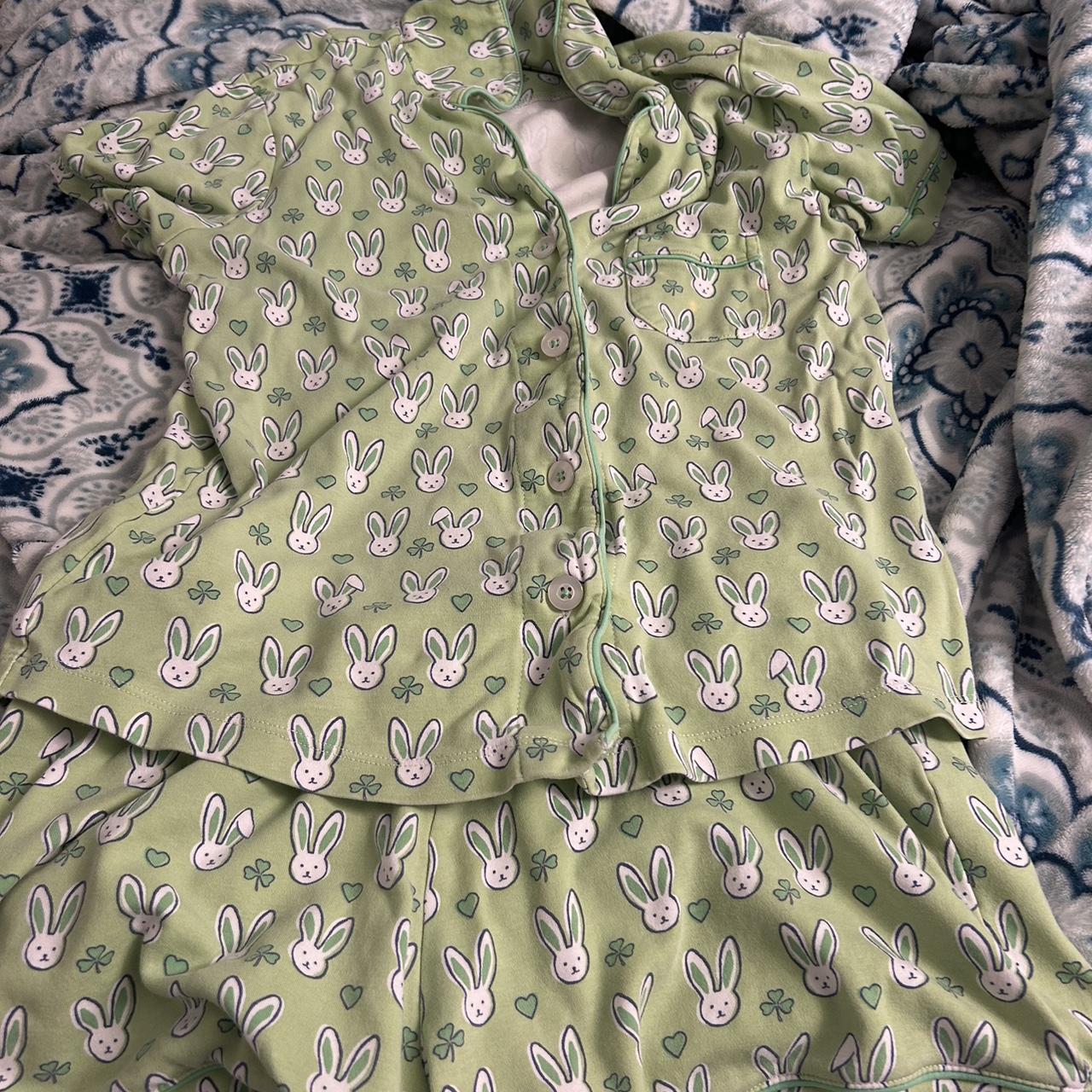 green bunny roller rabbit pajamas - Depop