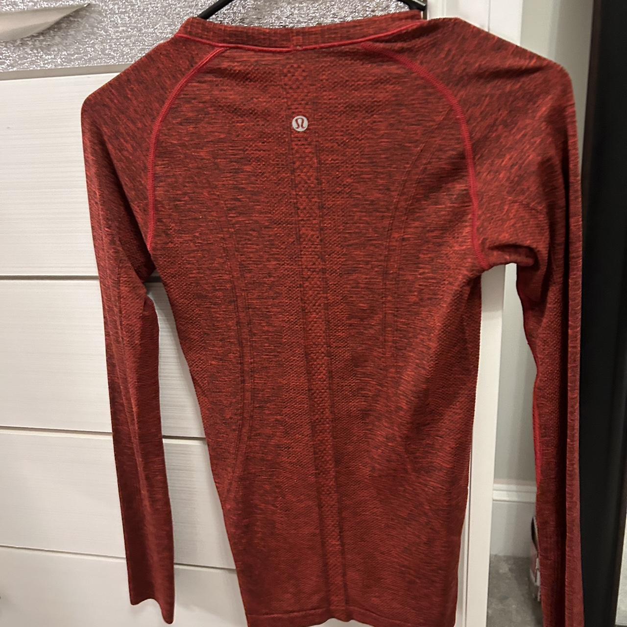 lululemon red long sleeve swiftly tech top - Depop