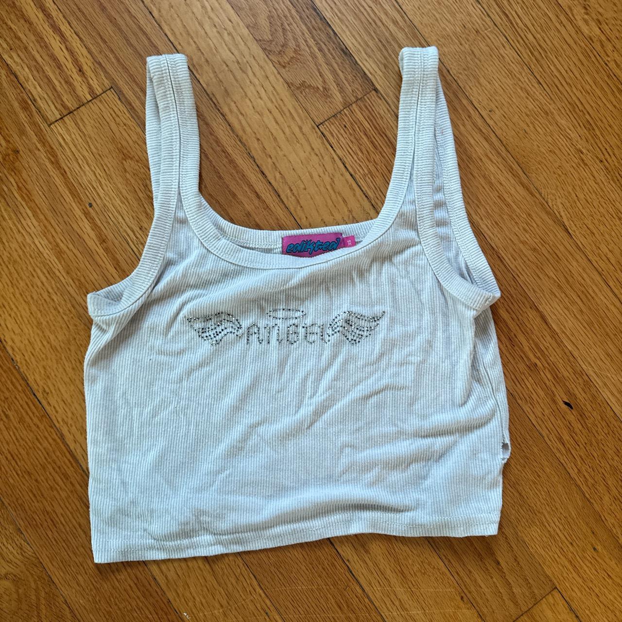 edikted XS cropped angel tank top worn a couple of... - Depop