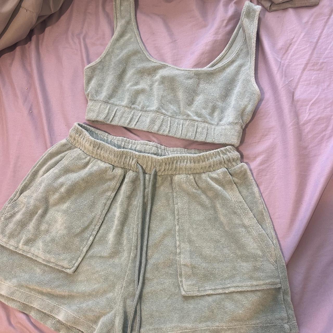 Zara Terry Cloth Set bra top + shorts top and... - Depop