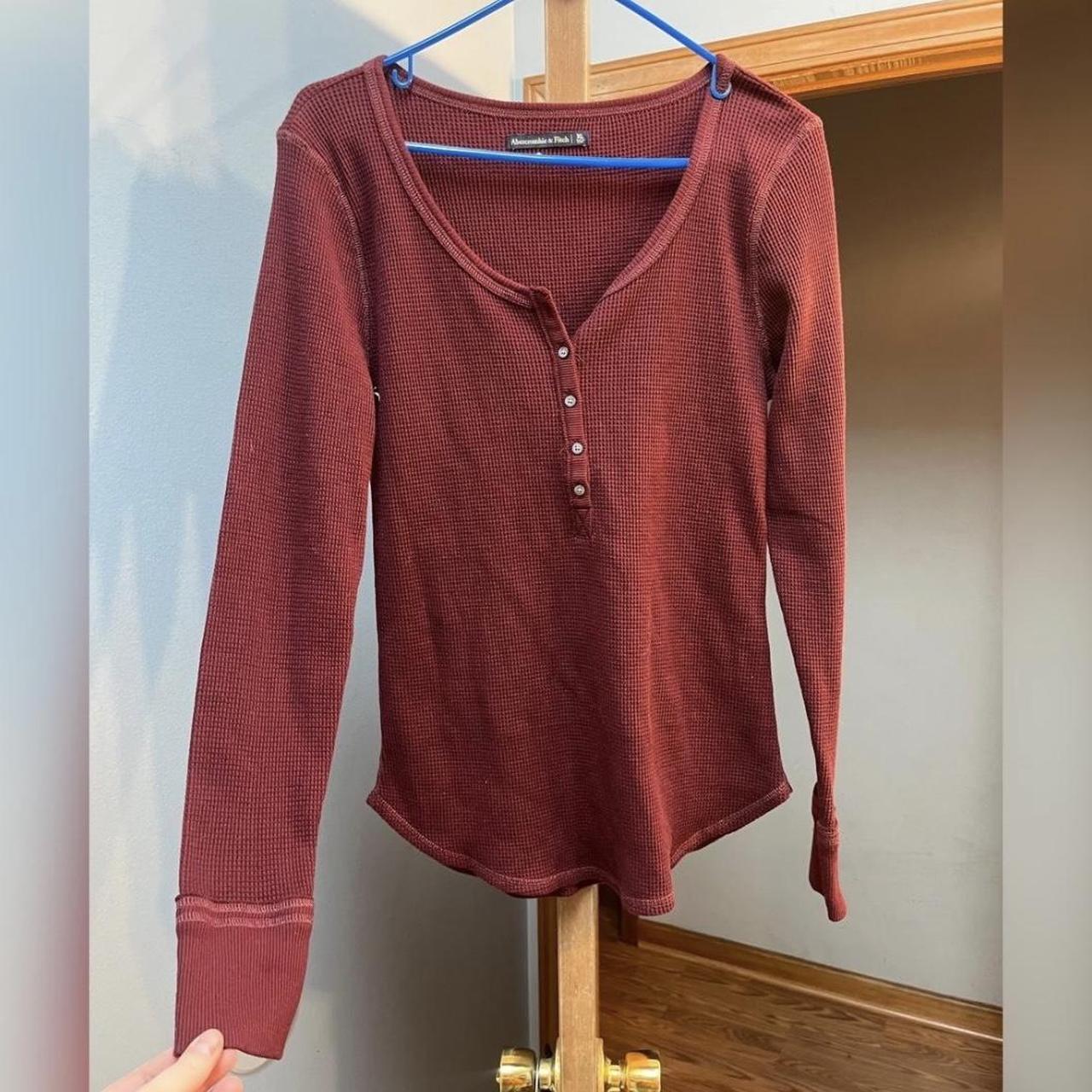 Abercrombie & Fitch xl Burgundy long sleeve top... | Depop