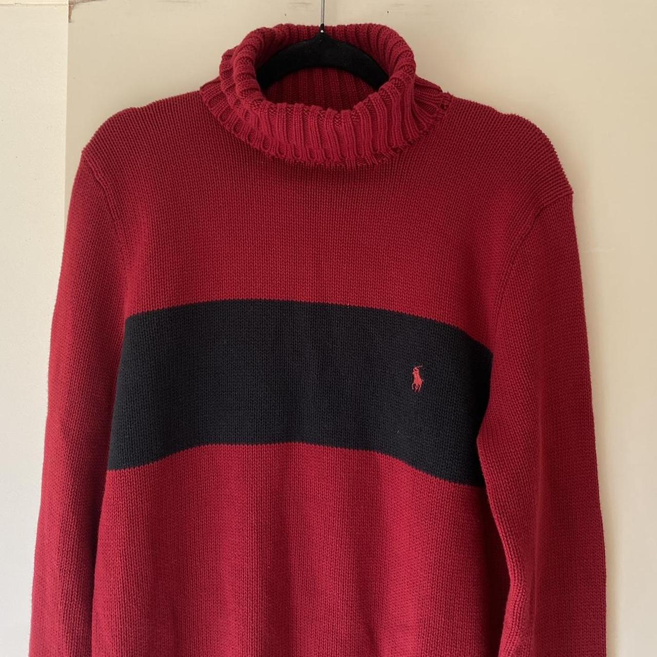 Polo Ralph Lauren Red Turtle Neck Knit Jumper Size... - Depop