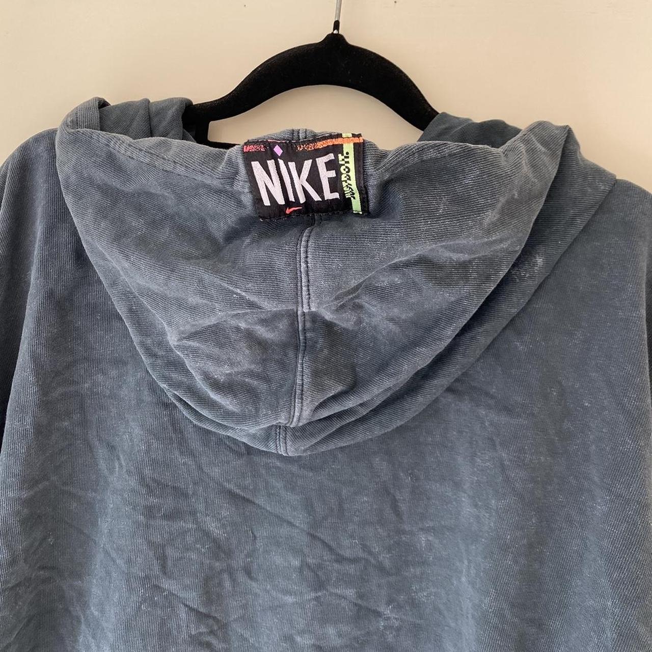 Nike Swoosh Tick Grey Box Fit Cropped Hoodie Size... - Depop