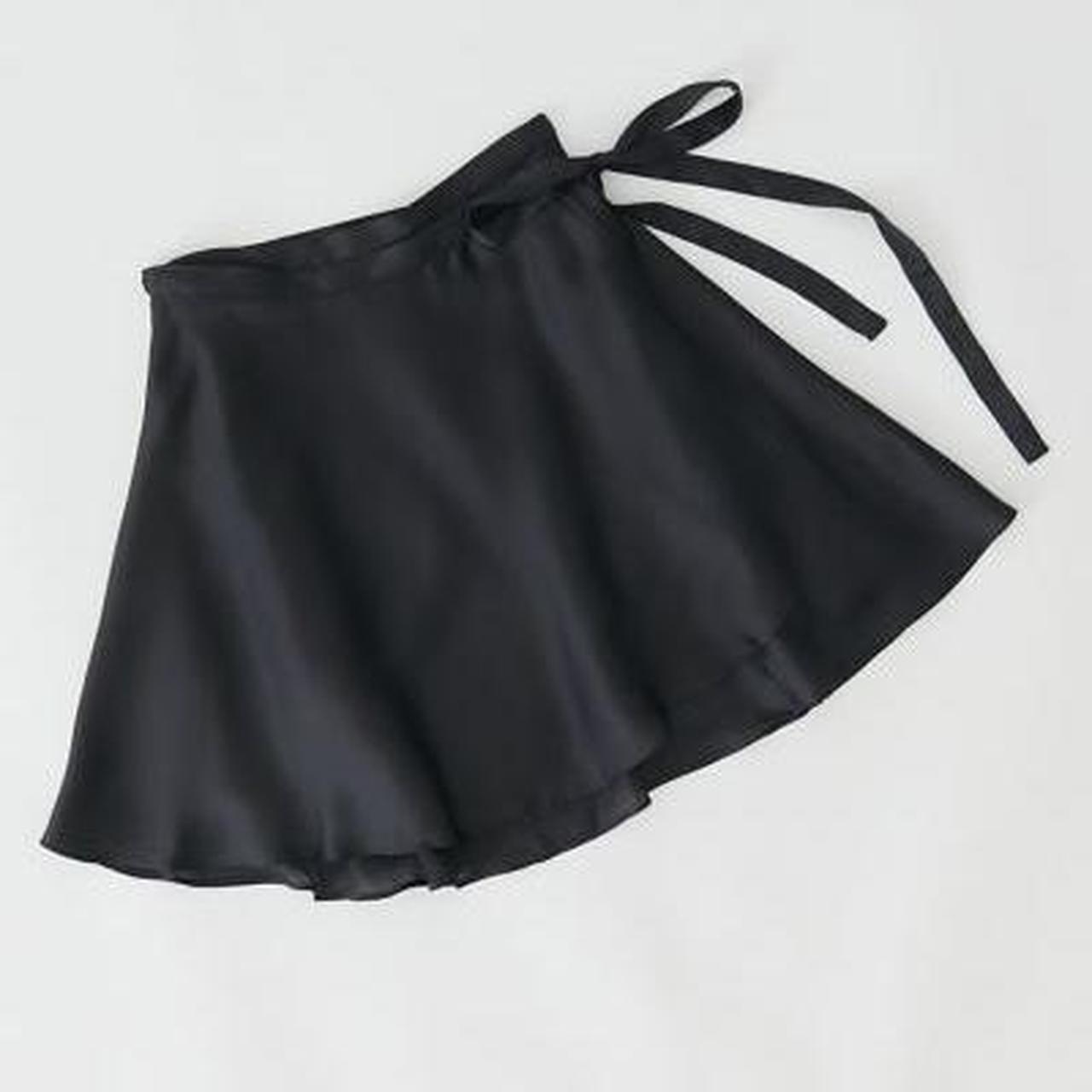 Urban Outfitters Wendy Satin Wrap Skirt Black... | Depop