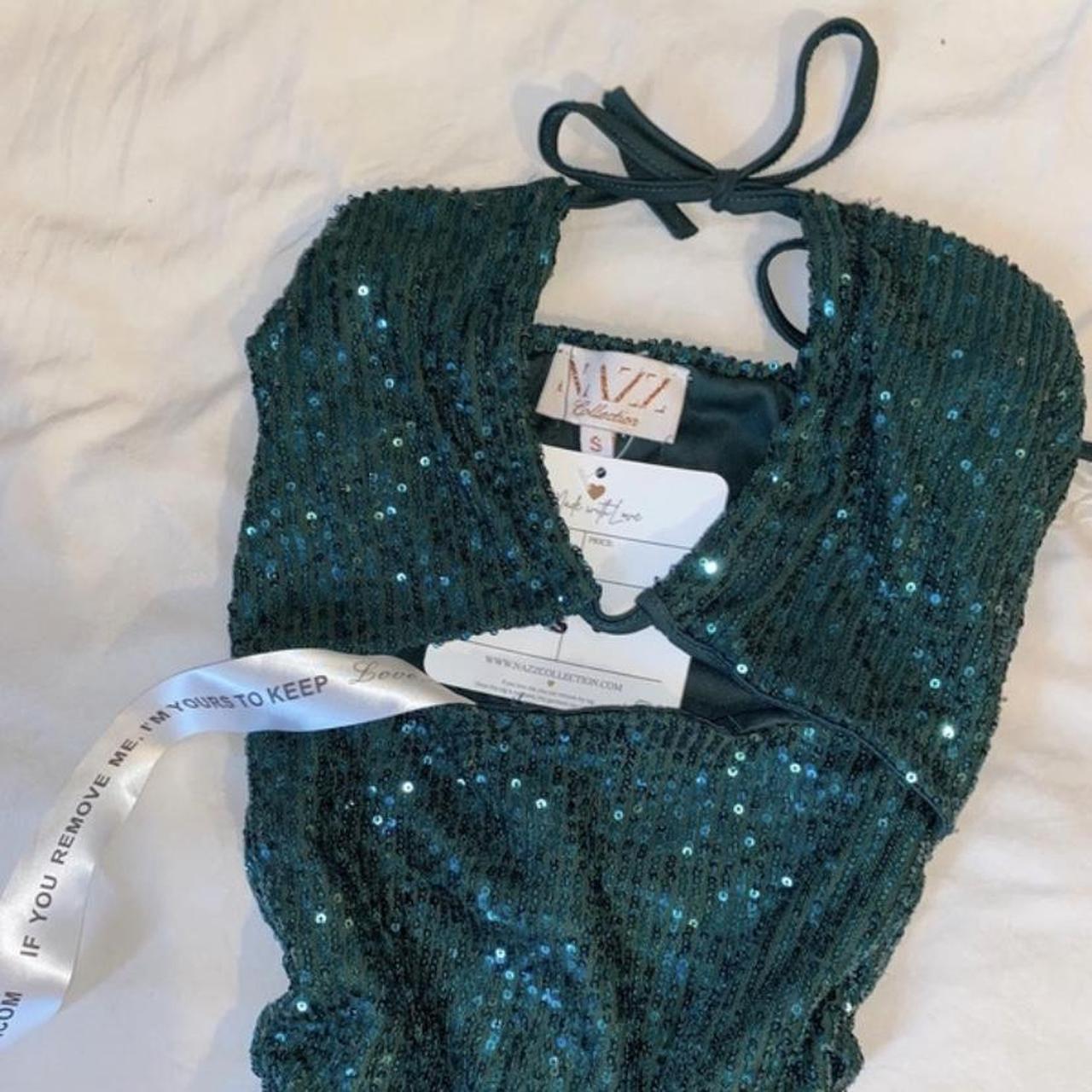 Nazz Collection Green Sequin Mini Dress Green... - Depop