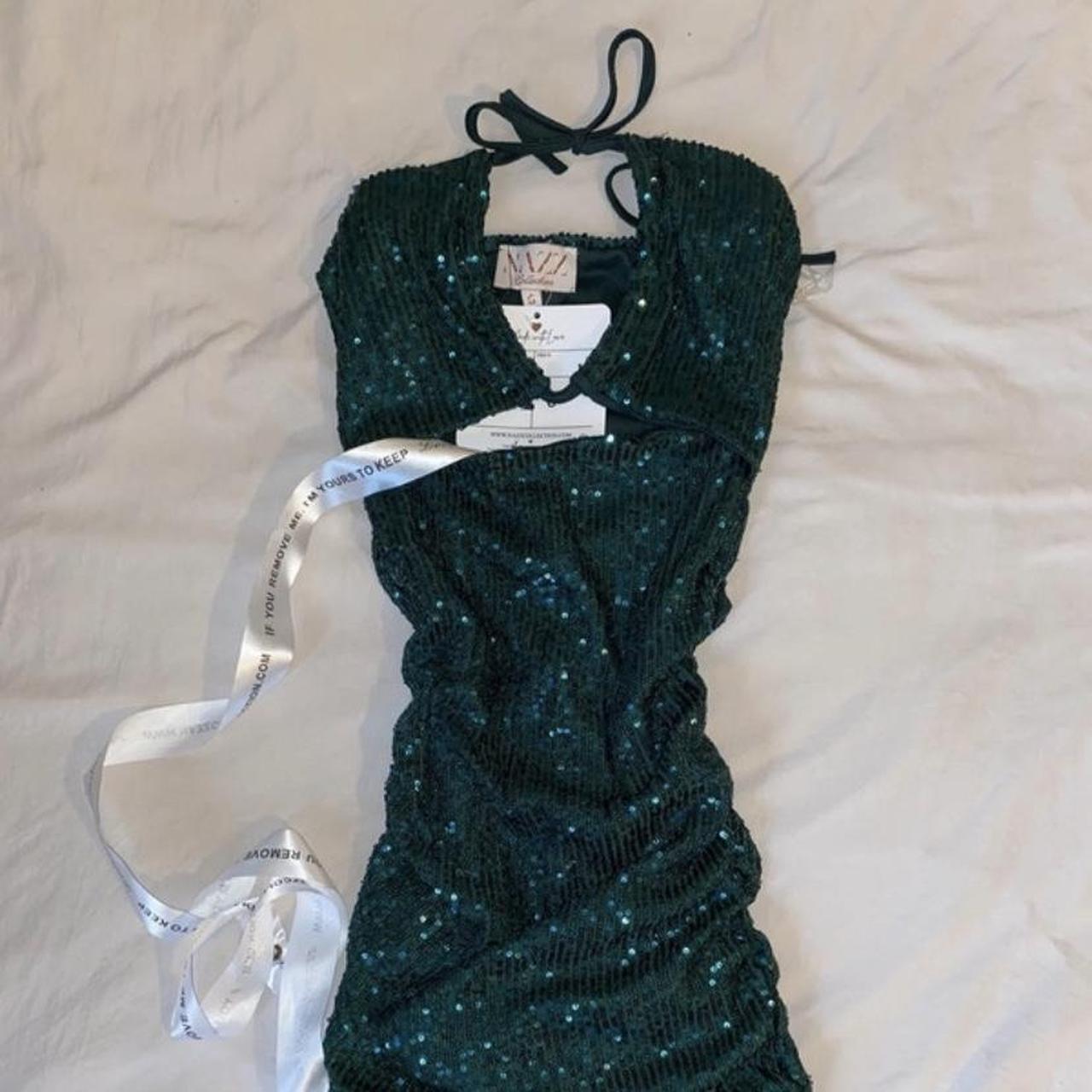 Nazz Collection Green Sequin Mini Dress Green... - Depop