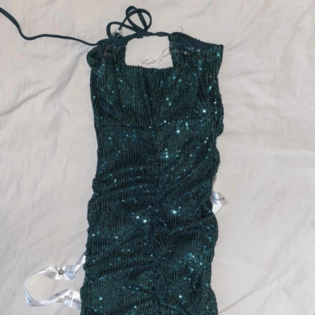 Nazz Collection Green Sequin Mini Dress Green... - Depop