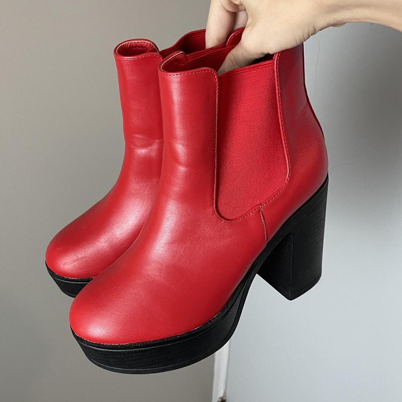 Red Wedge Boots Super cute, Size 8, No flaws &... - Depop