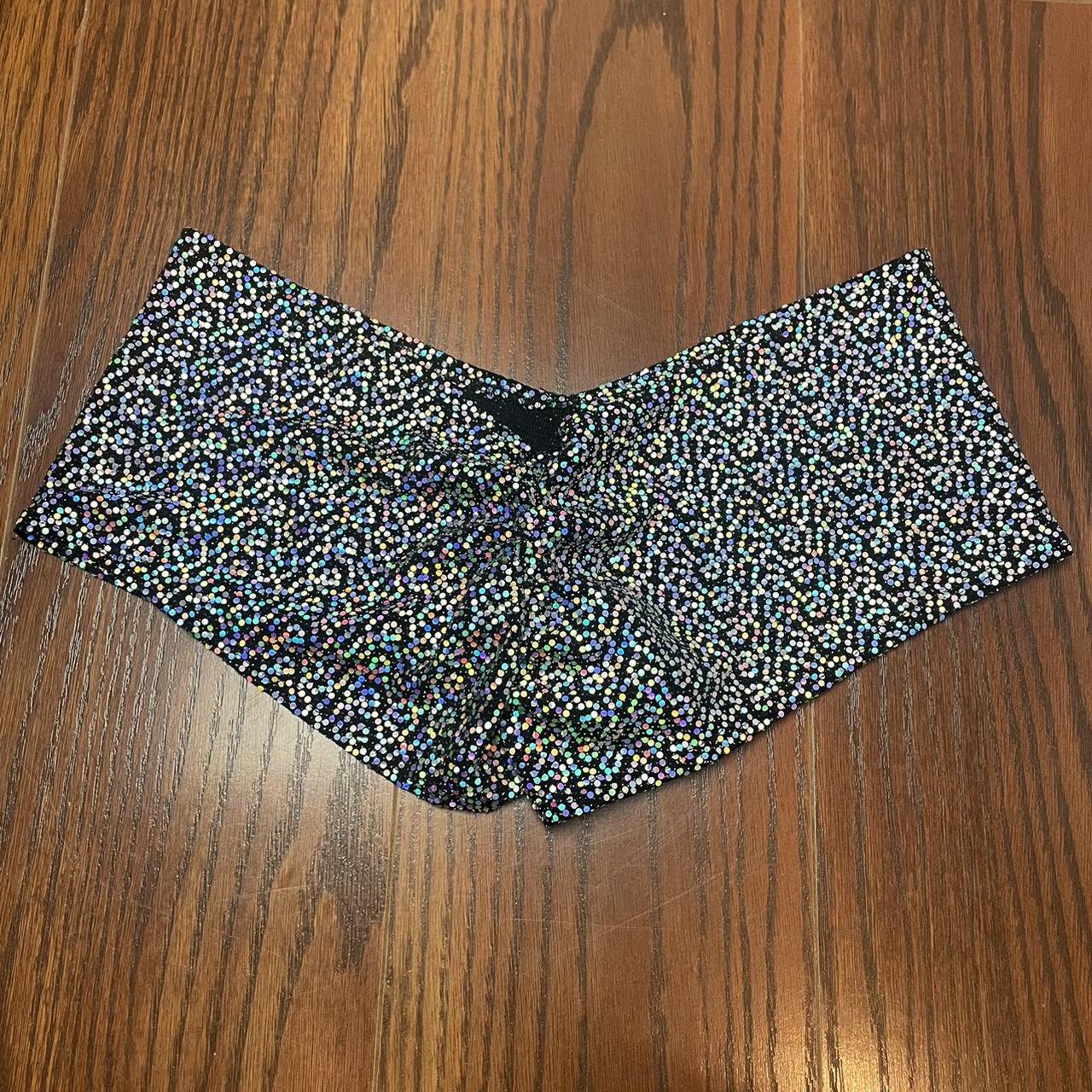 sparkly disco booty shorts super stretchy fits... - Depop