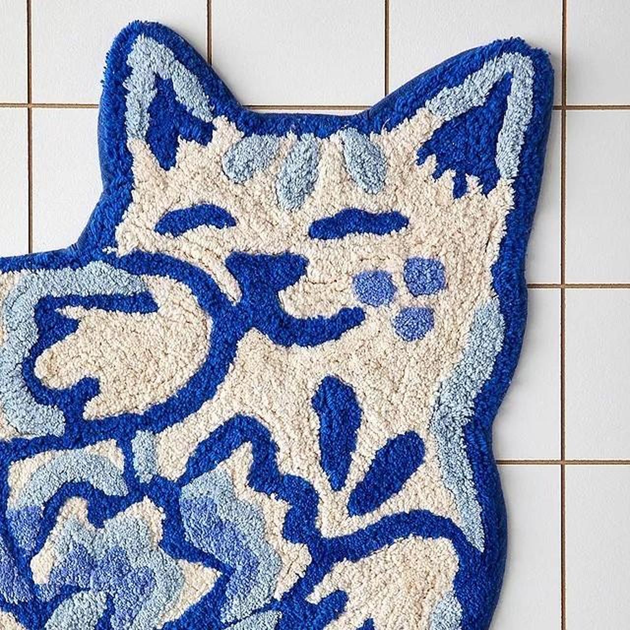 Tufted cotton delft cat bath mat rug can also be... | Depop