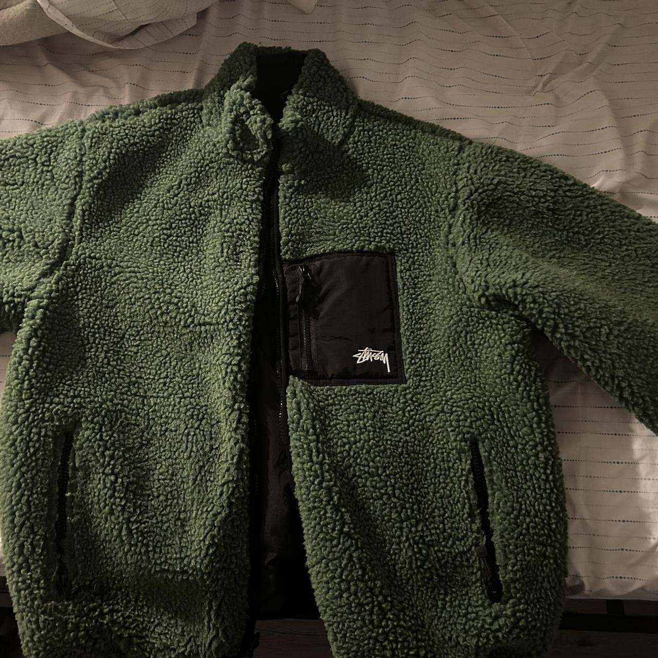 Reversible Stussy 8 Ball Fleece Green Medium Price... - Depop