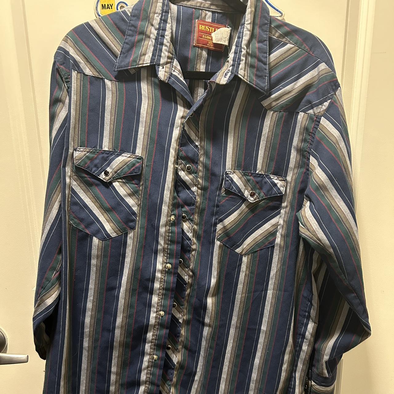 Vintage Rustler Western Pearl Snap Shirt Size: 16... - Depop