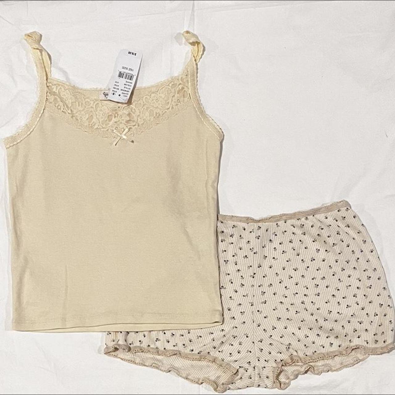 brandy melville matching floral lace pj set... - Depop