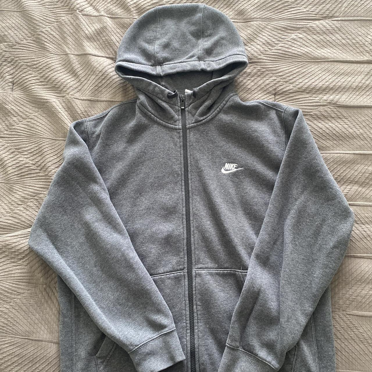 Dark grey nike zip up hoodie only worn a couple... - Depop