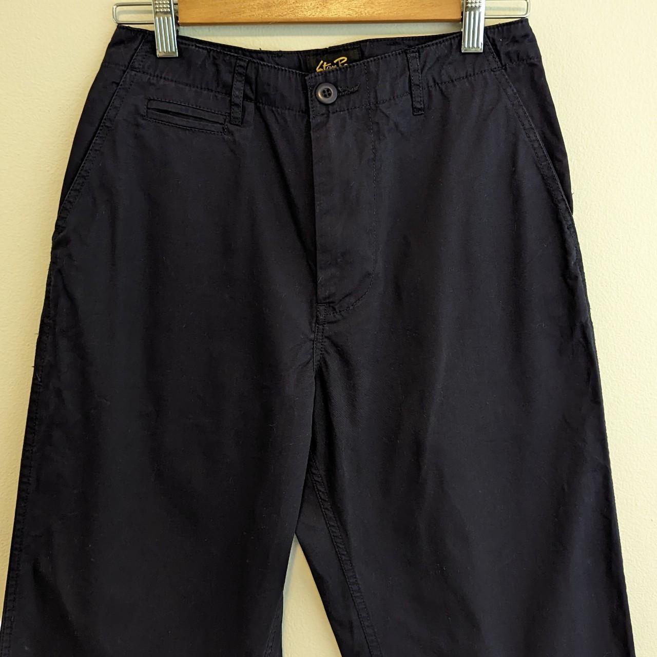 Stay Ray Wide straight pleated trousers Navy 28... - Depop