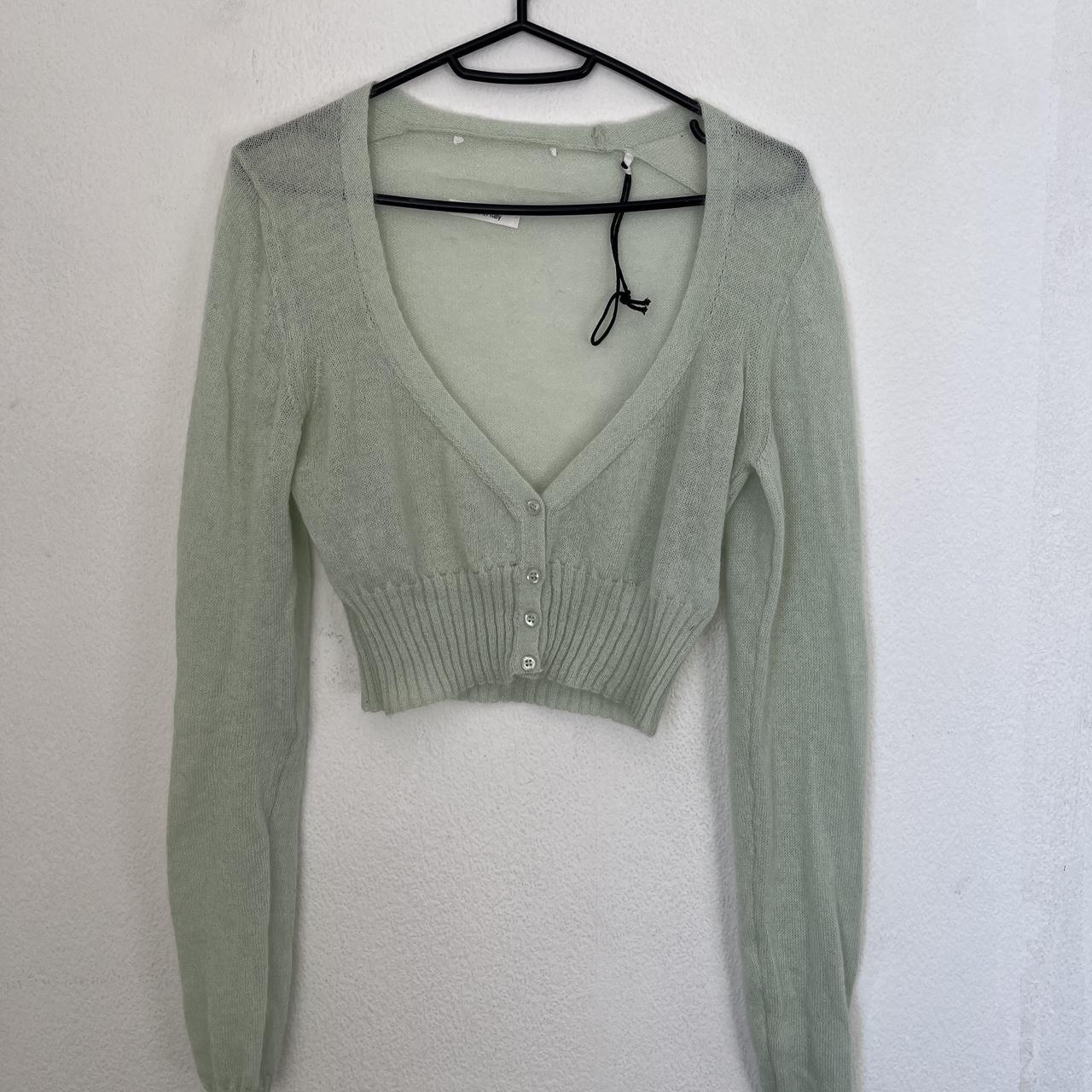 Cropped ba&sh mint green cardigan It’s giving... - Depop