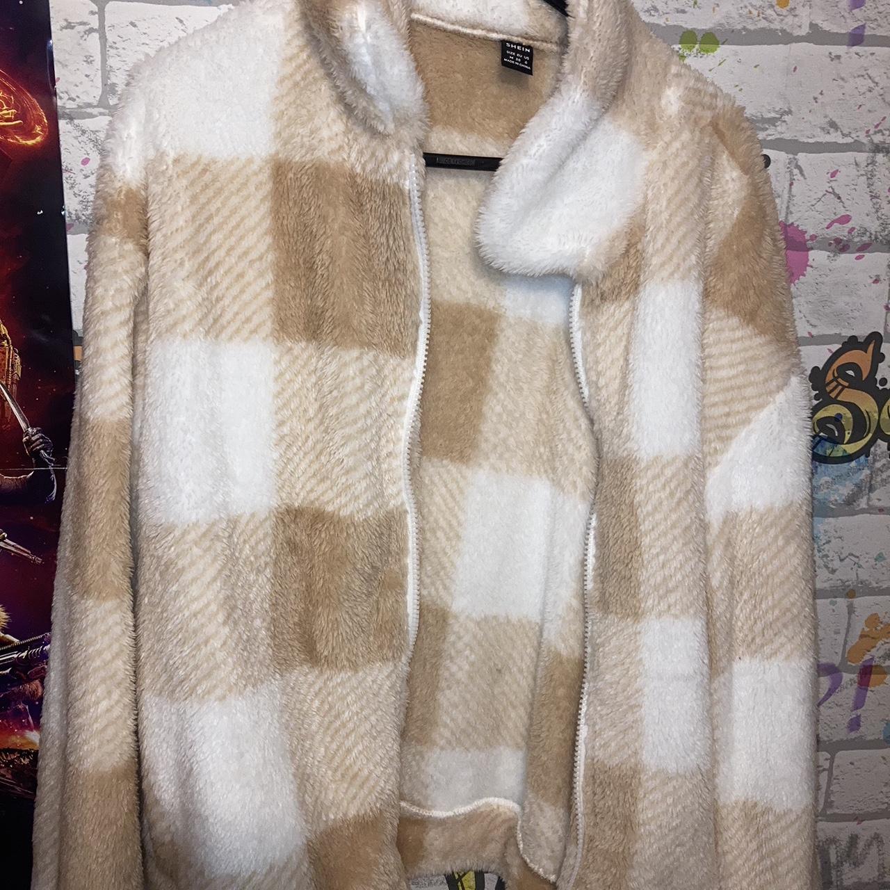 SHEIN Women's Tan and White Jacket | Depop