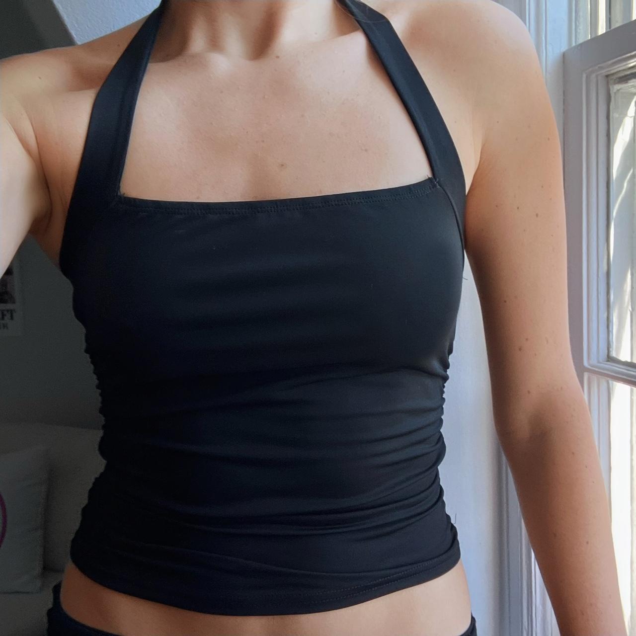 Cinched square neck halter top - Depop