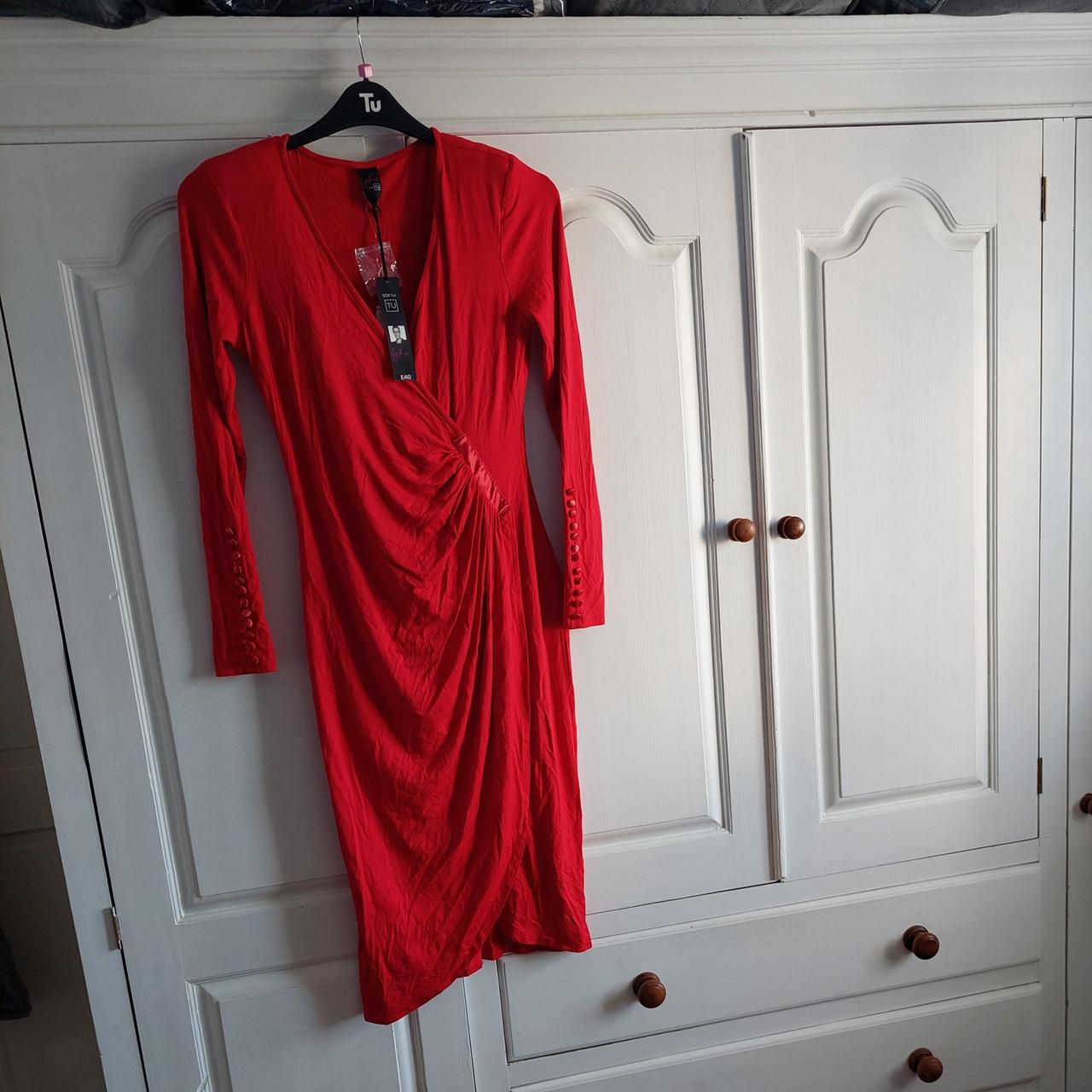 Flattering red figure hugging dress. Size 14. New... - Depop