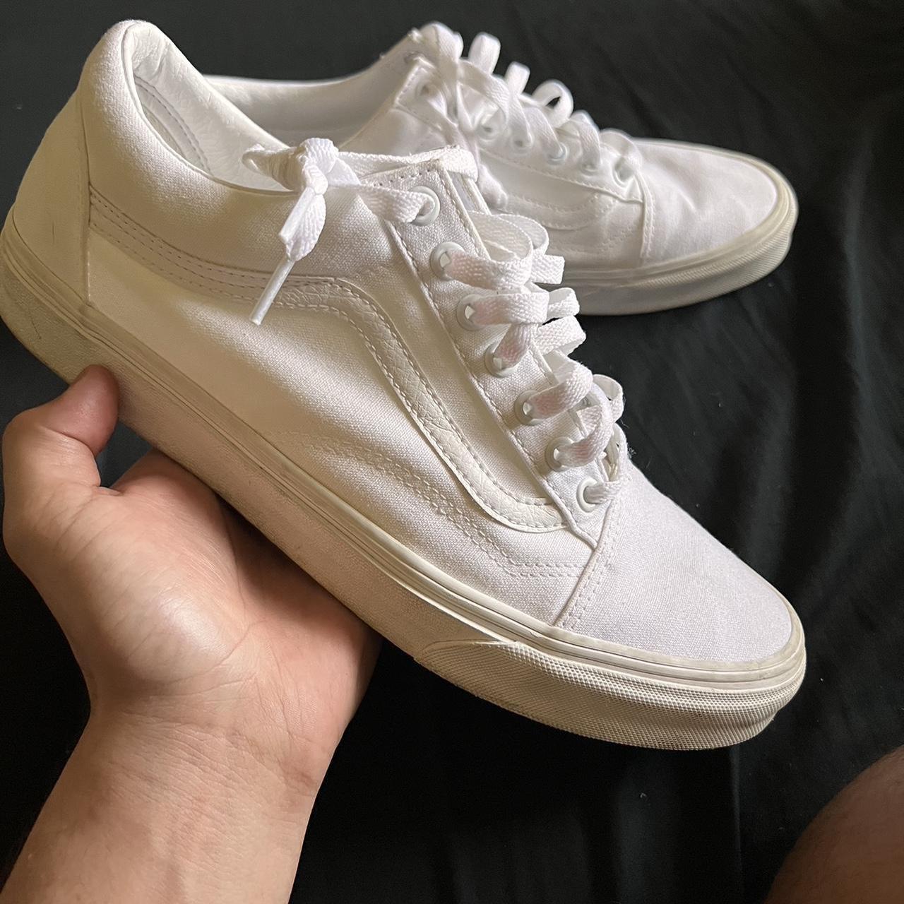 All White Vans, Size 10.5, Used, No box Some pink... - Depop