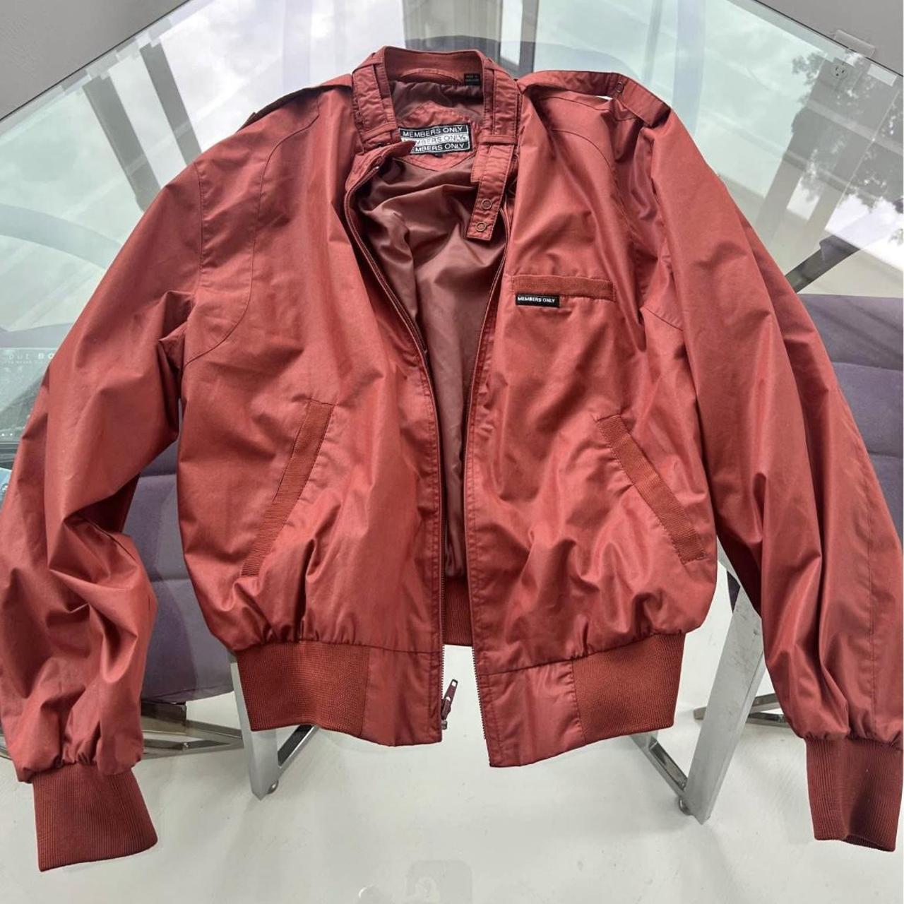 Burgundy Members Only bomber jacket super cool!!!! - Depop
