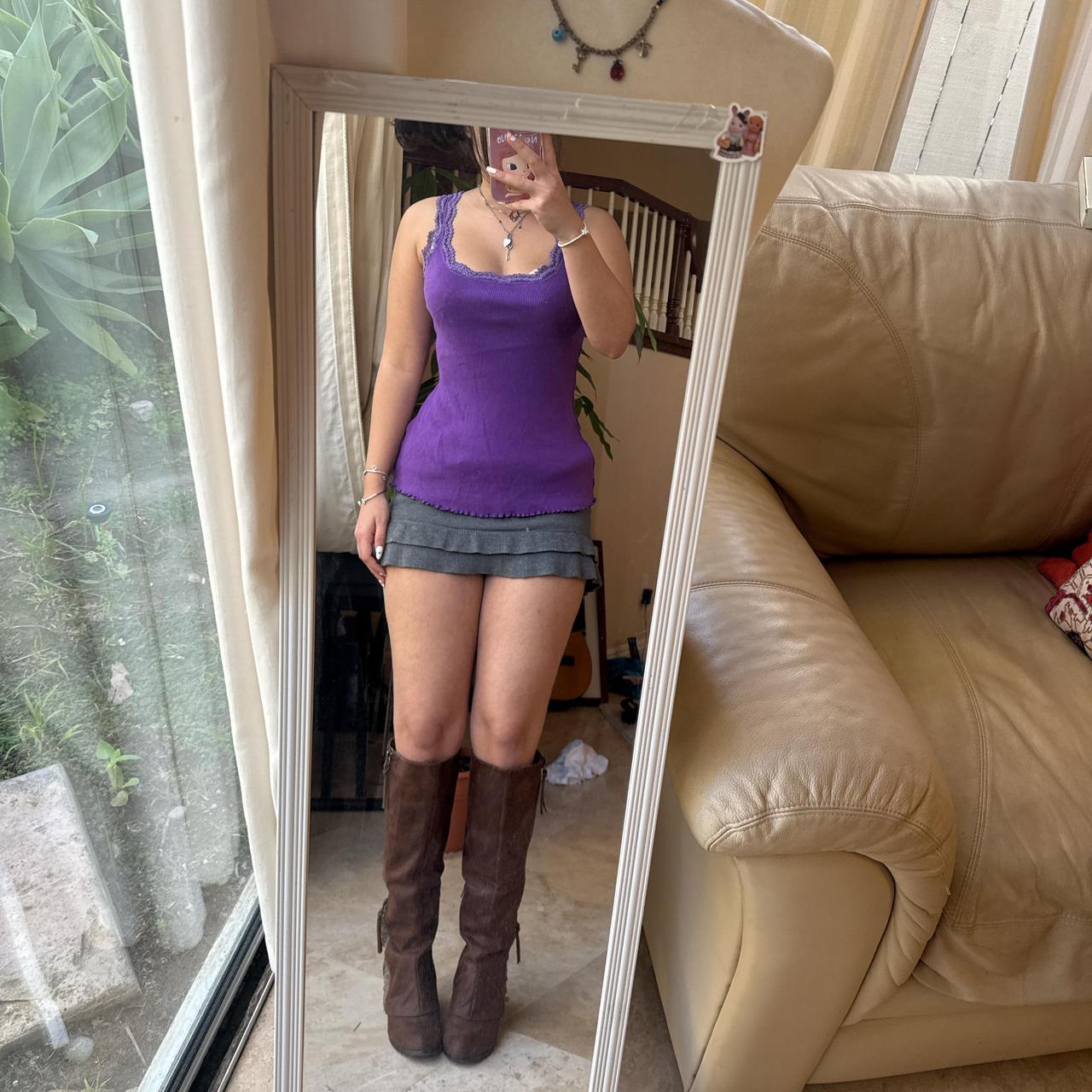 Y2k purple babydoll cami so so cute and straight... | Depop