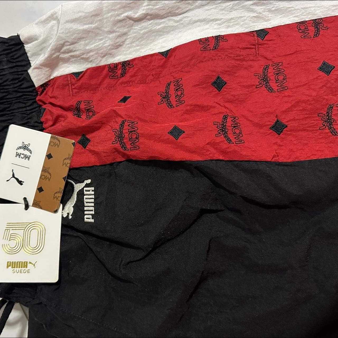 Beautiful Red and Blue MCM X PUMA joggers Size... - Depop
