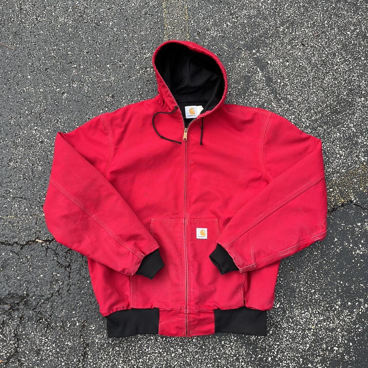 Red Carhartt canvas jacket. Awesome jacket- little... - Depop