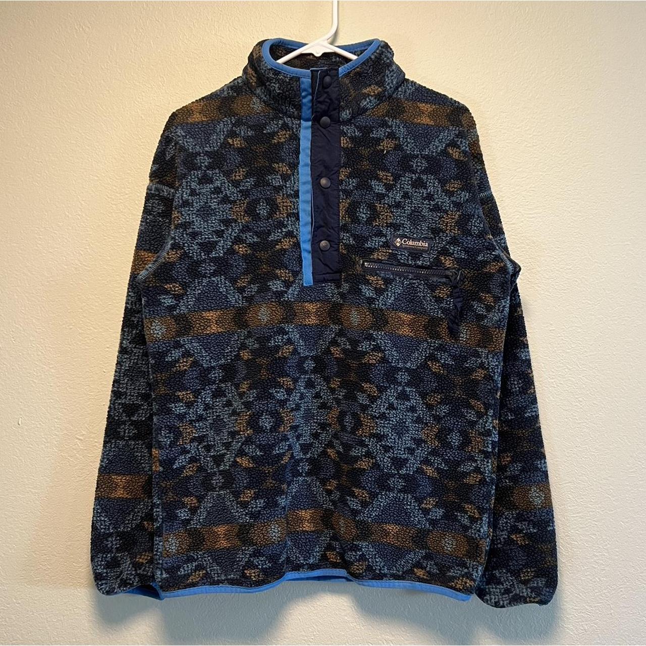 Vintage Columbia Aztec Fleece Western Button... - Depop