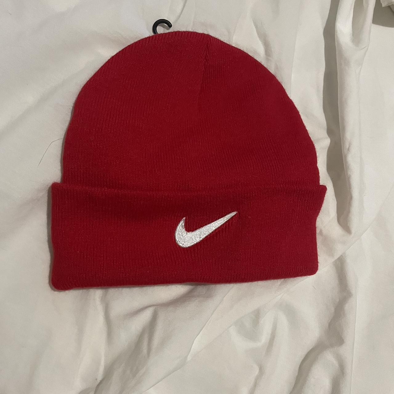 Nike red beanie in great condition. If you have any... - Depop
