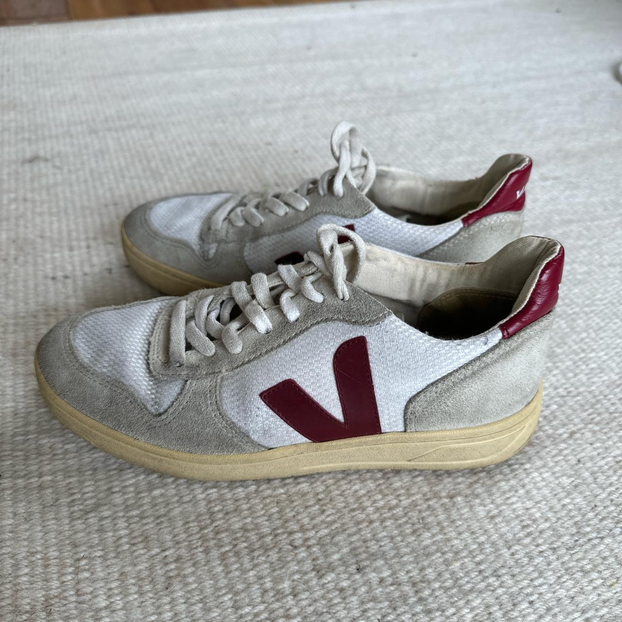 Red and white vejas classic show for everyday wear... - Depop