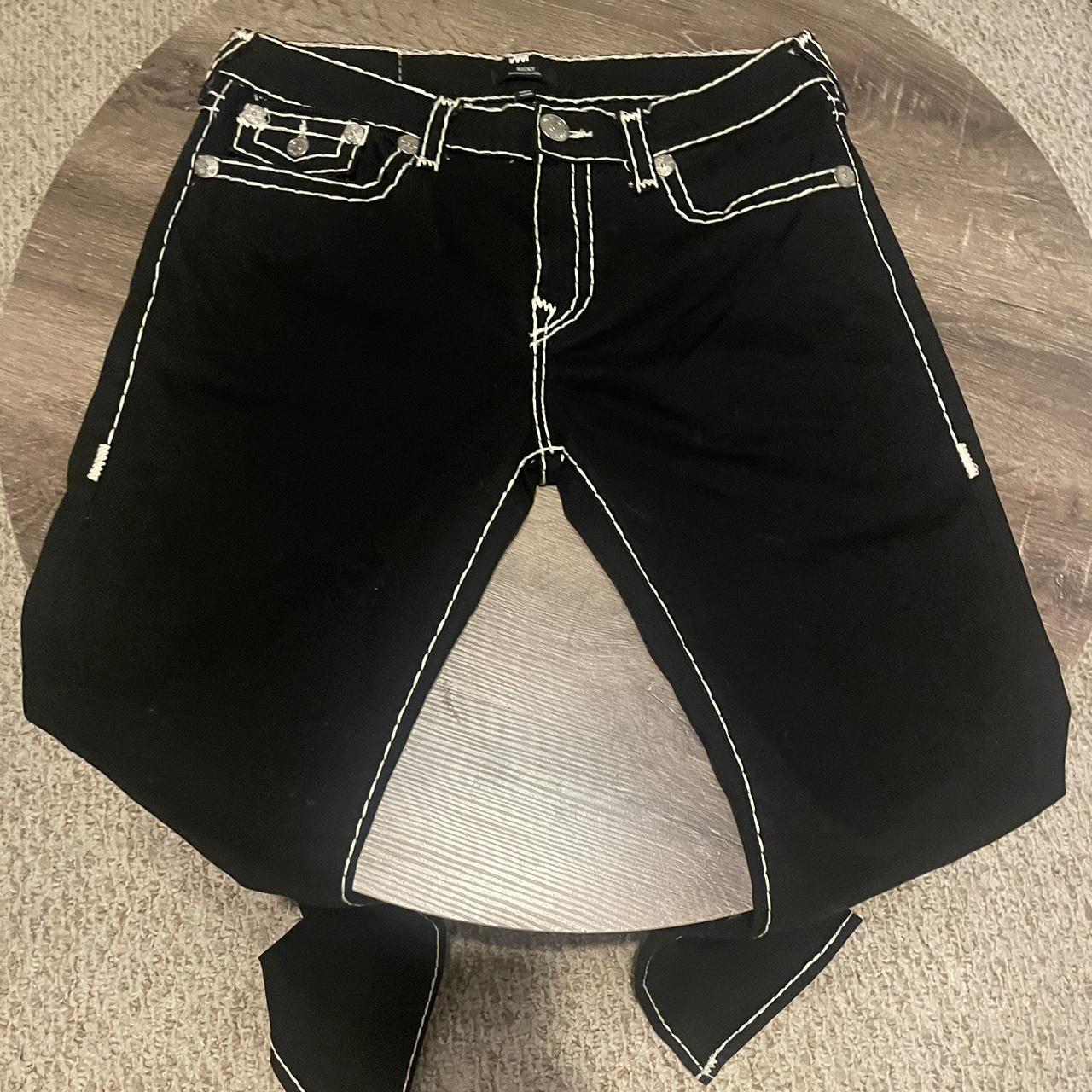 true religion jeans white stitch size 34 tried on... - Depop