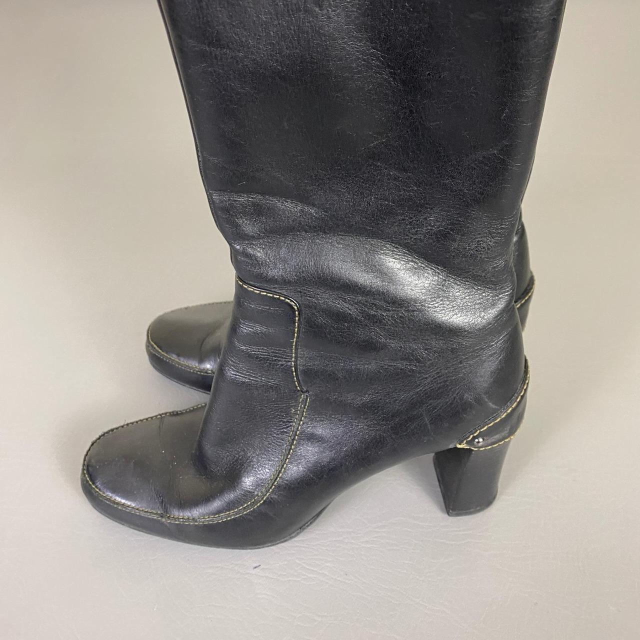 Cole Haan Leather Boots Black Side Zip Heeled Womens... | Depop