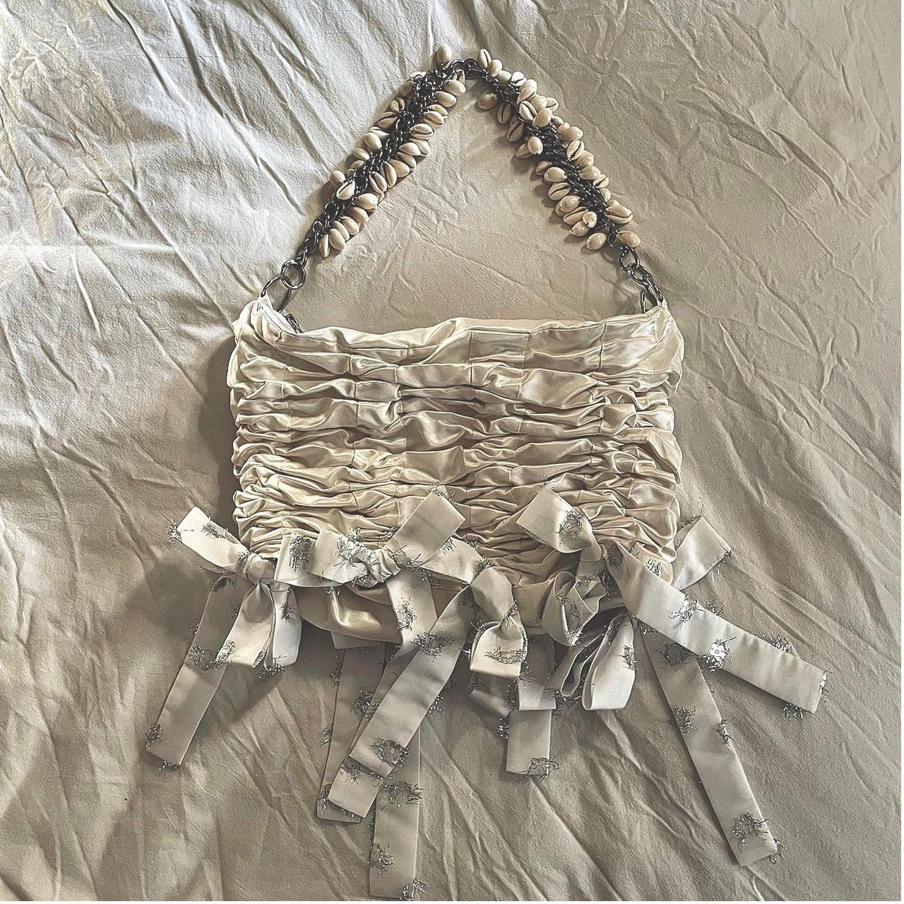 MOST BEAUTIFUL BAG EVER EVER!!! white ruched and... | Depop