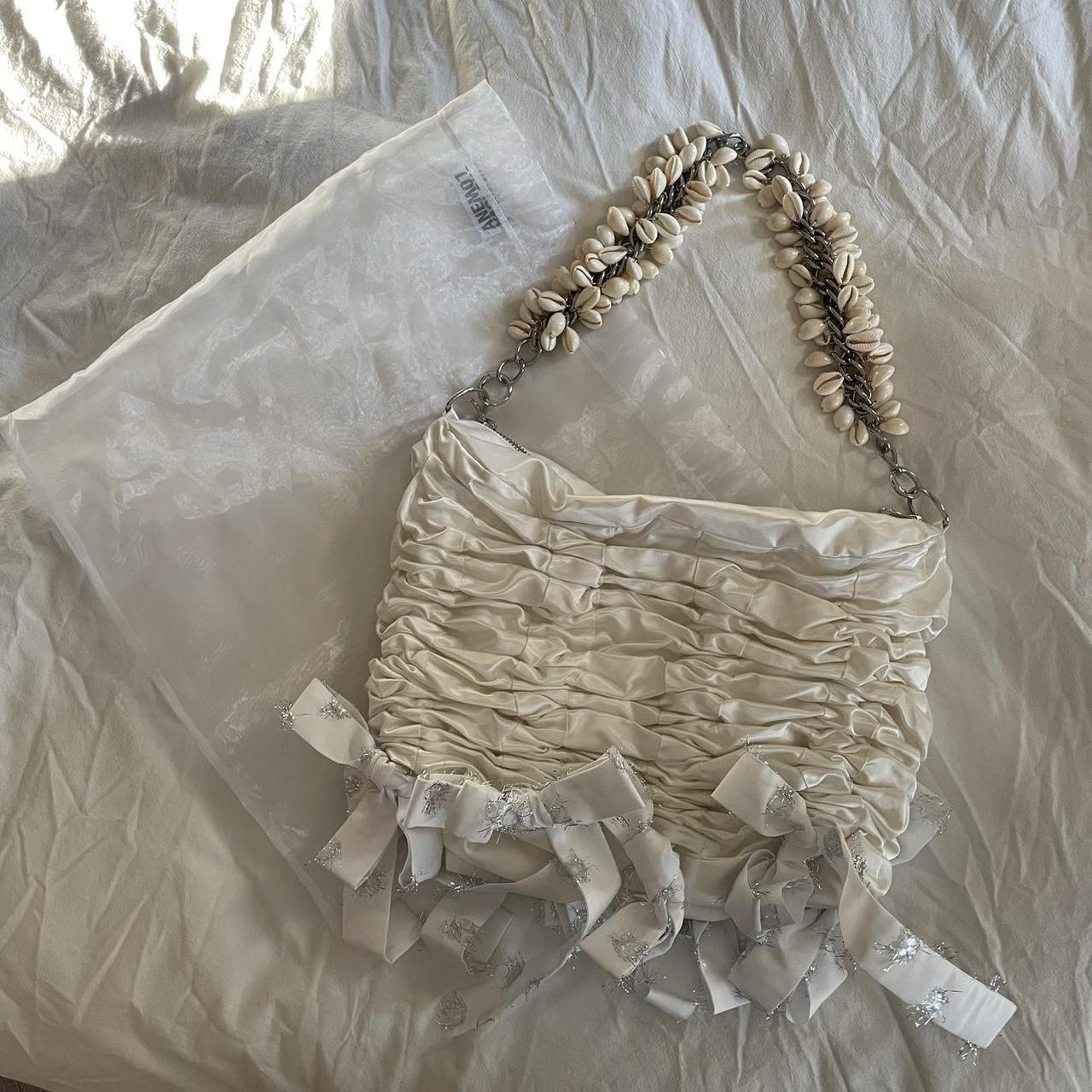 MOST BEAUTIFUL BAG EVER EVER!!! white ruched and... | Depop