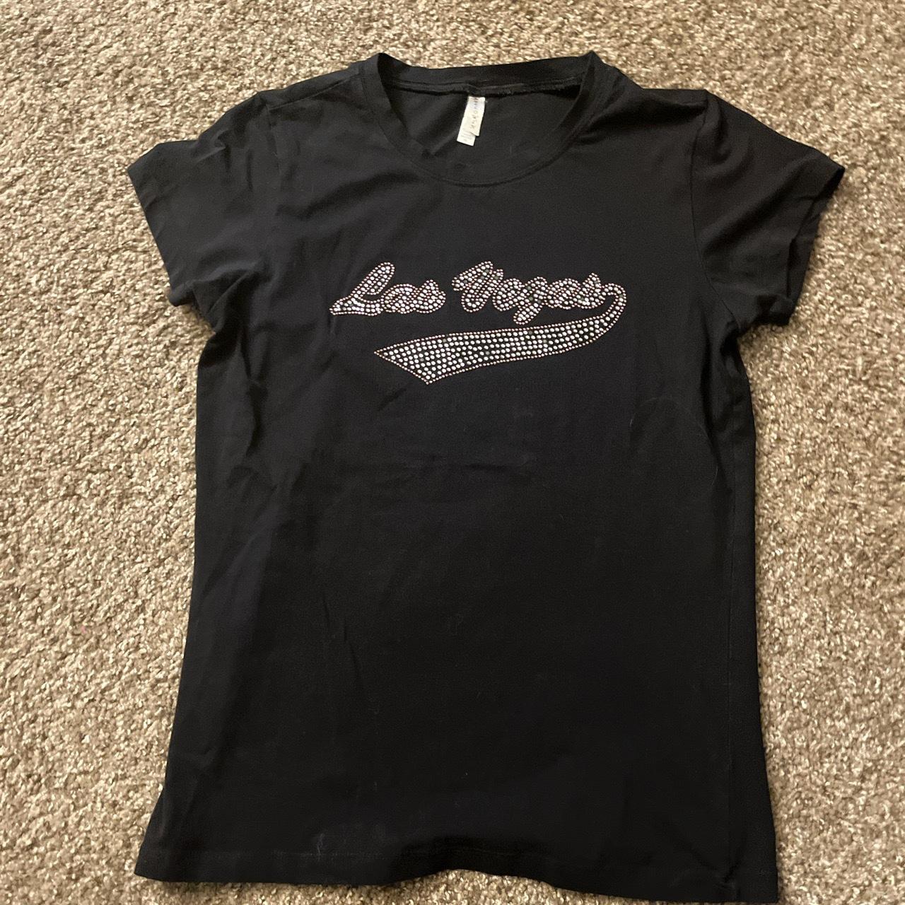 Las Vegas y2k rhinestone graphic t-shirt Size Xl... - Depop