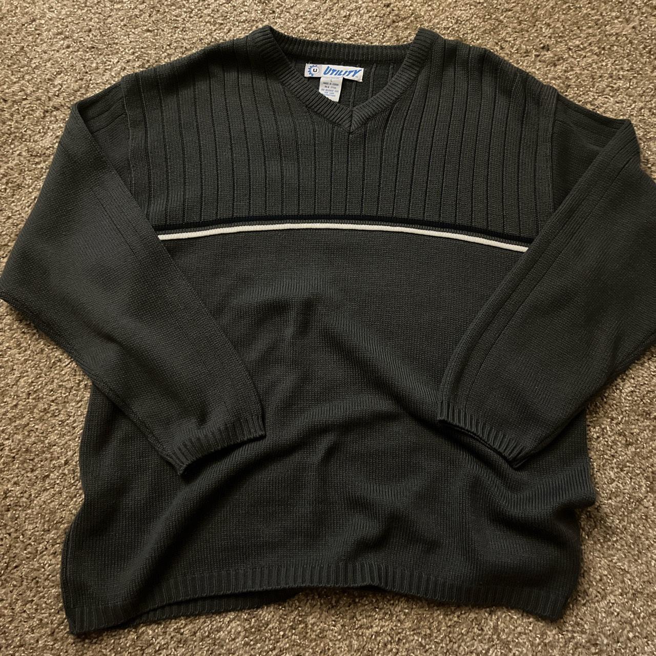 Y2k style Utility brand striped sweater Size men’s... - Depop