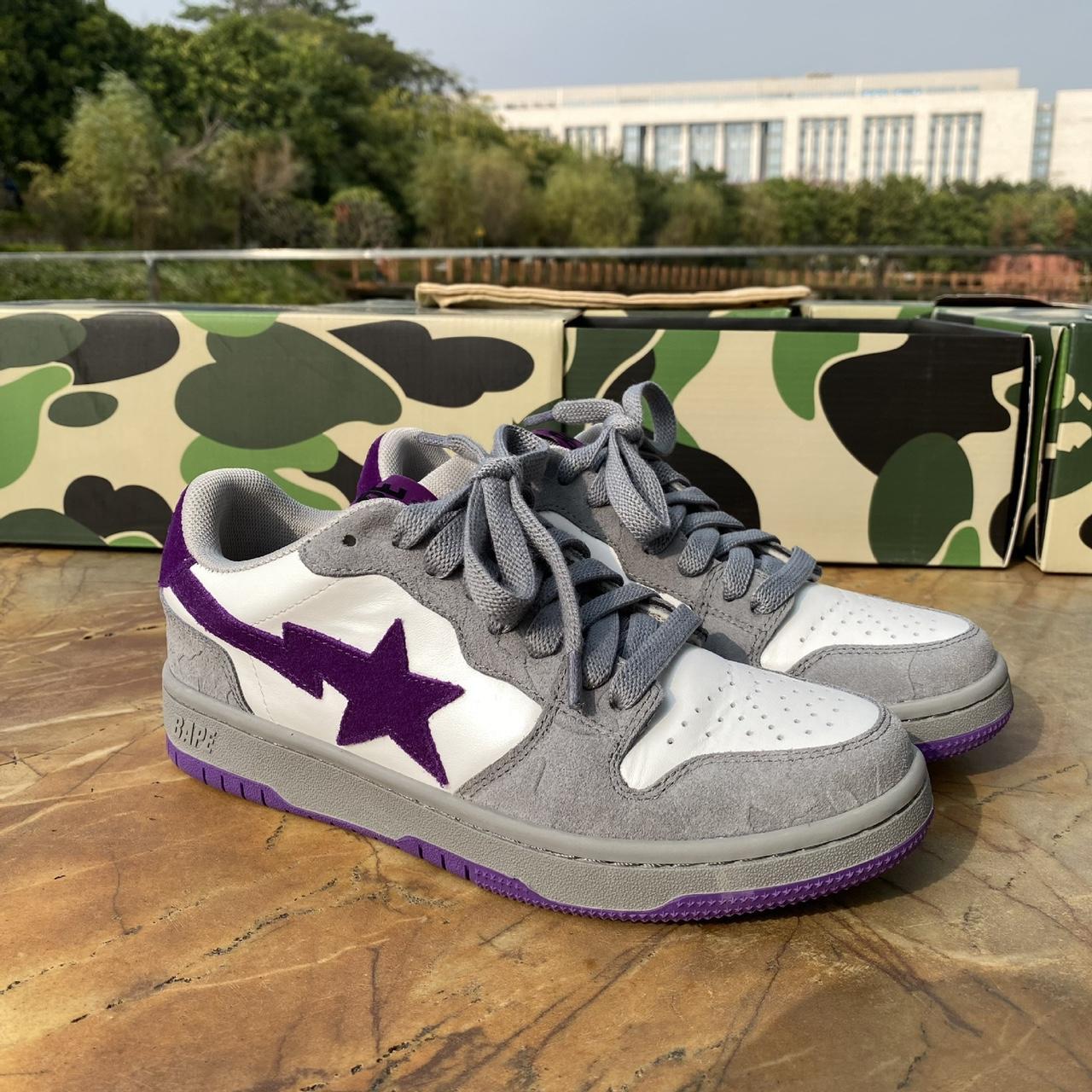 Bapesta sneakers in Gray purple comes with Box +... - Depop
