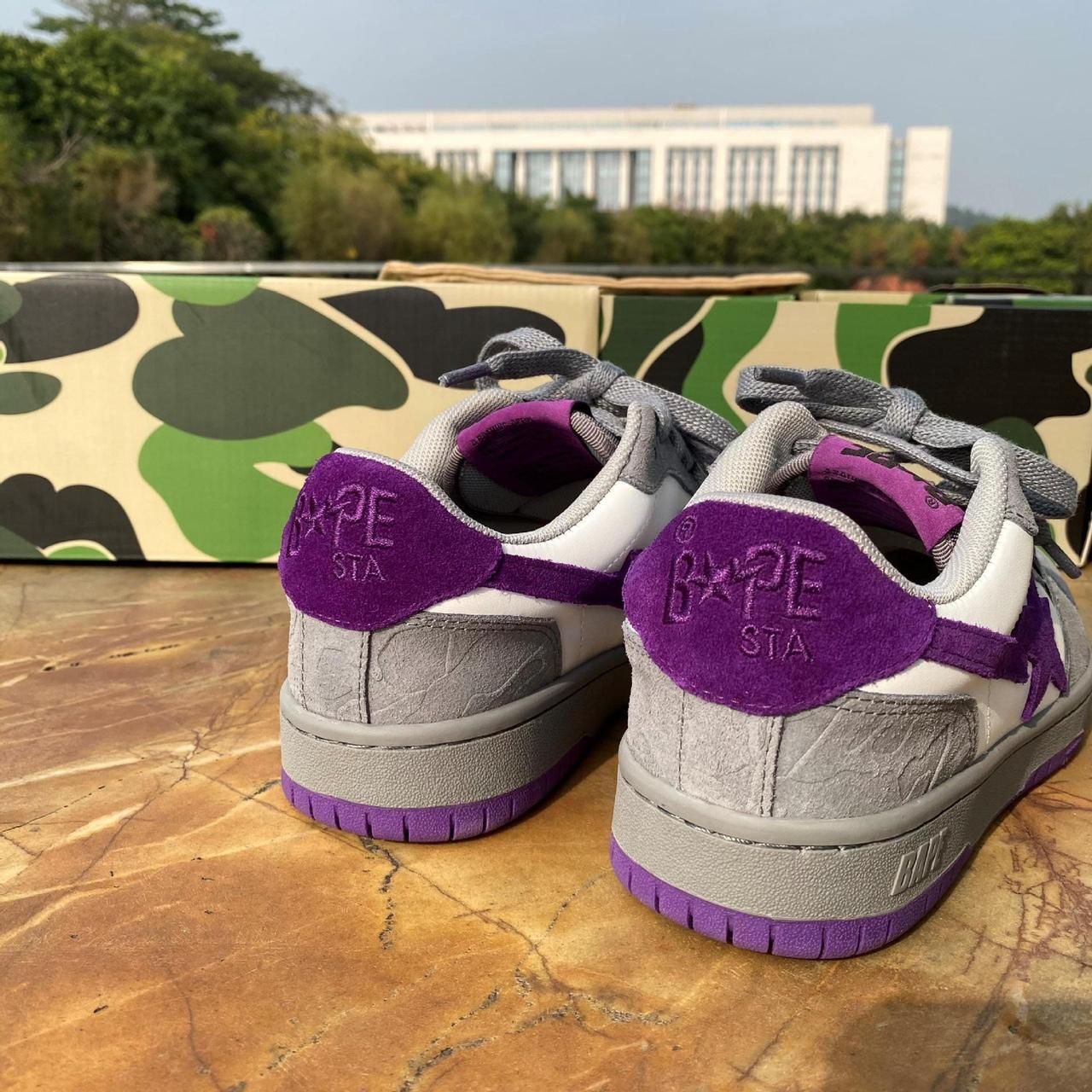 Bapesta sneakers in Gray purple comes with Box +... - Depop
