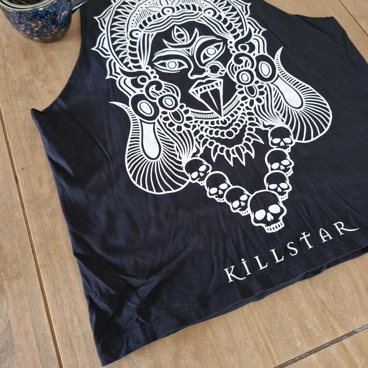 Killstar black and white graphic vest top, ... | Depop