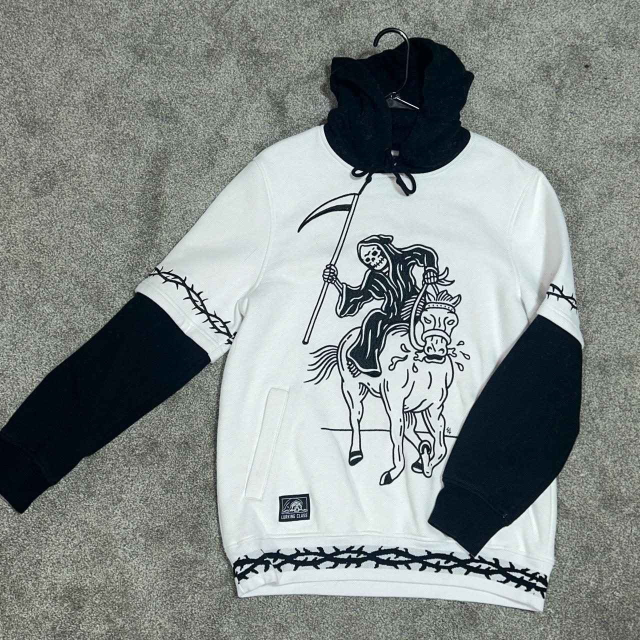 Embroidered Grim Reaper Sweatshirt - Depop