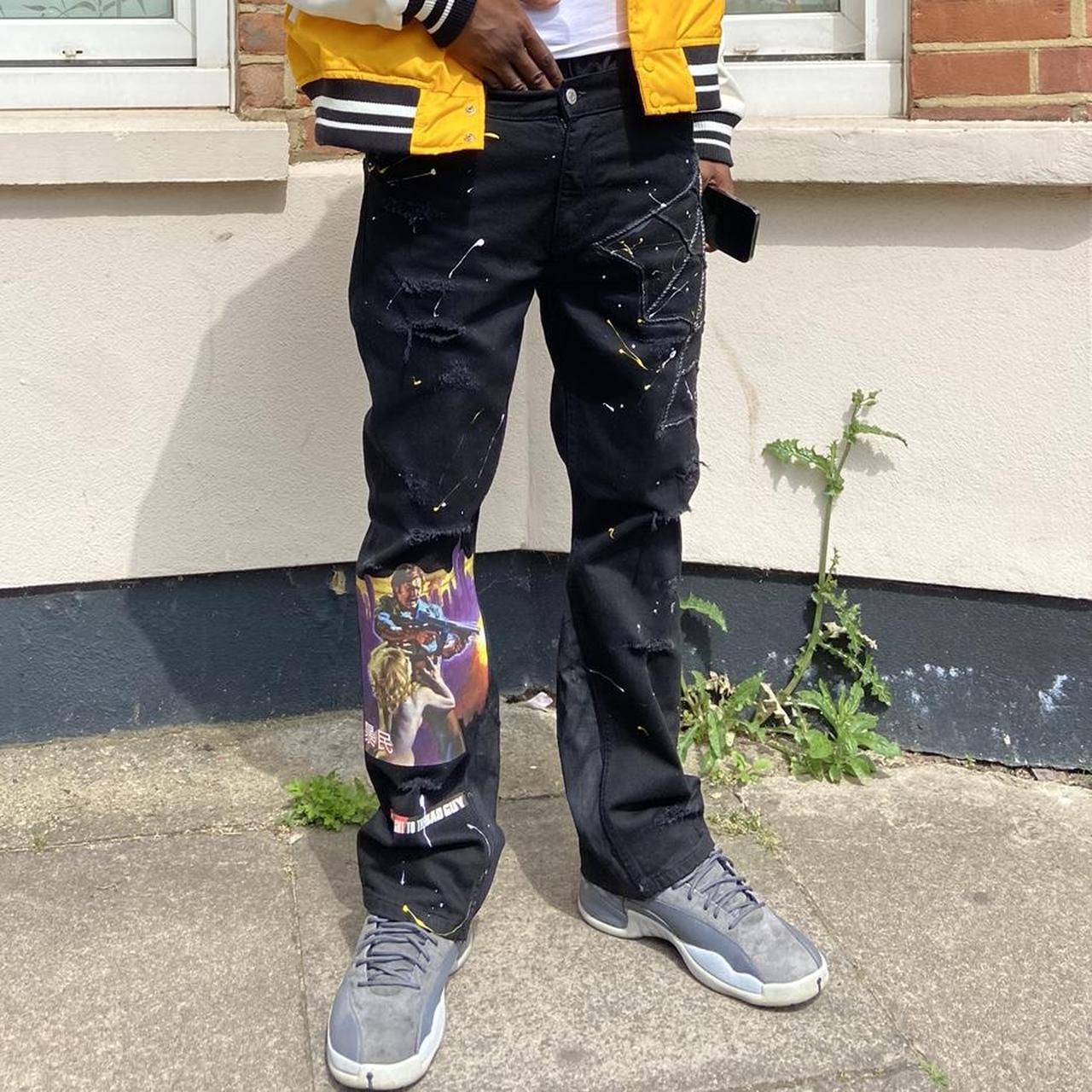 Mobstar men’s custom jeans in black Only 3 left... - Depop